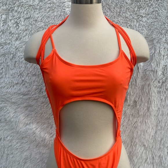 Macy's | Swim | New One Piece Orange One Piece Open Front And Open Back ...